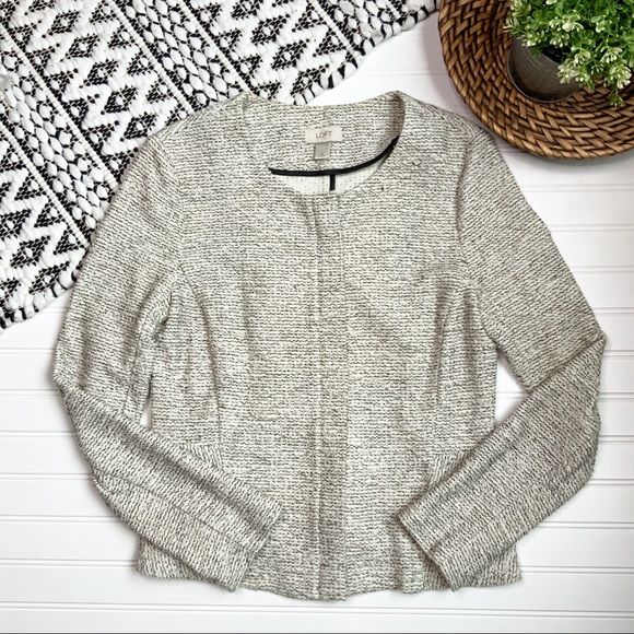 LOFT | Jackets & Coats | Loft Healthered Grey Tweed Zip Up Jacket | Poshmark